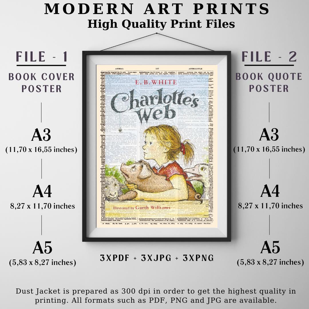 Printable 'charlotte's Web' Book Cover Art, Vintage Book Cover, Poster ...