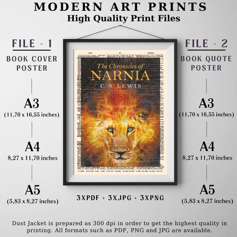 Printable Book Cover Art, 'narnia Poster Print' Vintage Book Cover ...