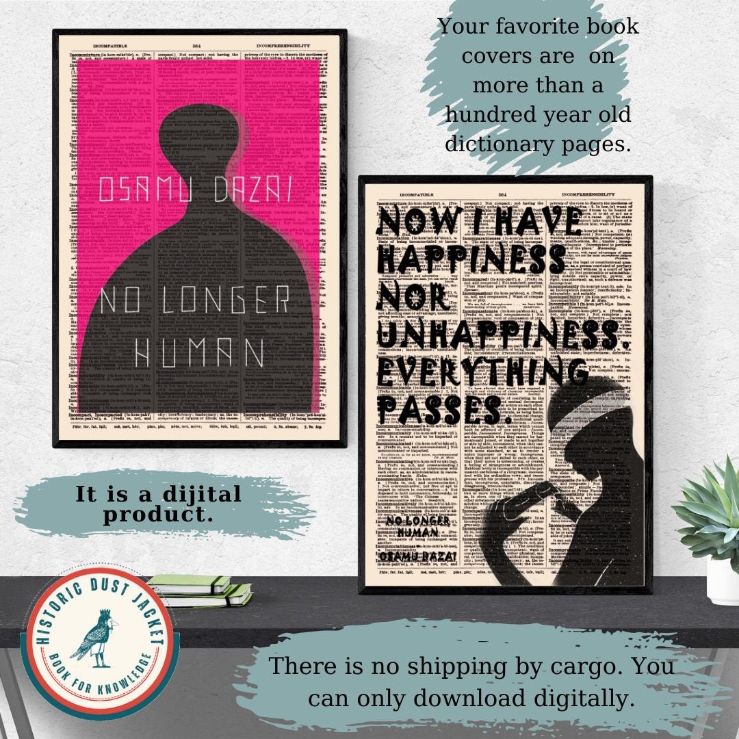 Printable 'no Longer Human' Book Cover Art, Vintage Book Cover, Osamu ...