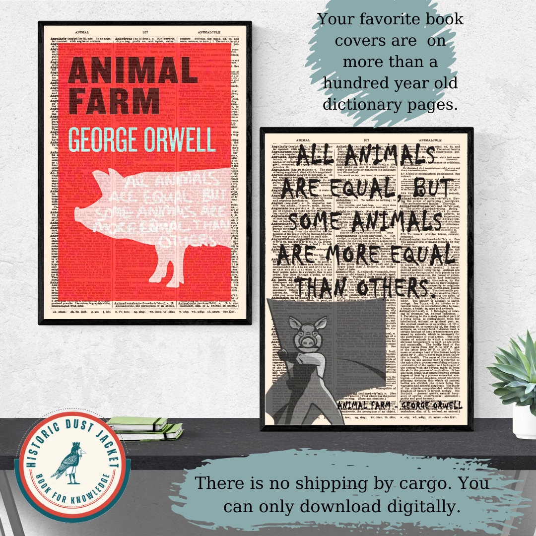 George Orwell Book Cover Print on Vintage Page, Printable 'animal Farm ...