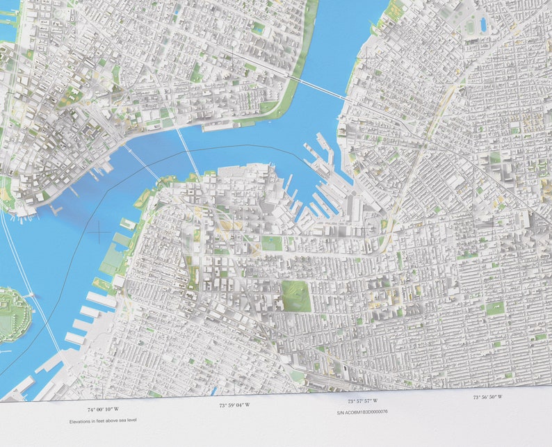 Manhattan Topographic Map Print: Shaded Relief, New York Cityscape ...