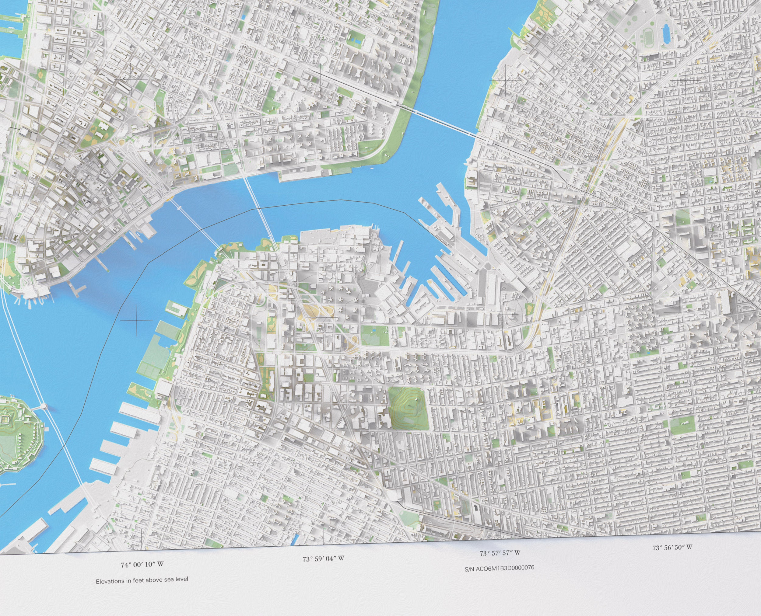 Manhattan Topographic Map Print: Shaded Relief, New York Cityscape ...