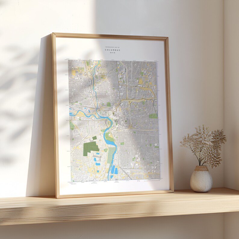 Columbus Ohio Topographic Map Print: Shaded Relief, 3D Feel (24x32) - Etsy