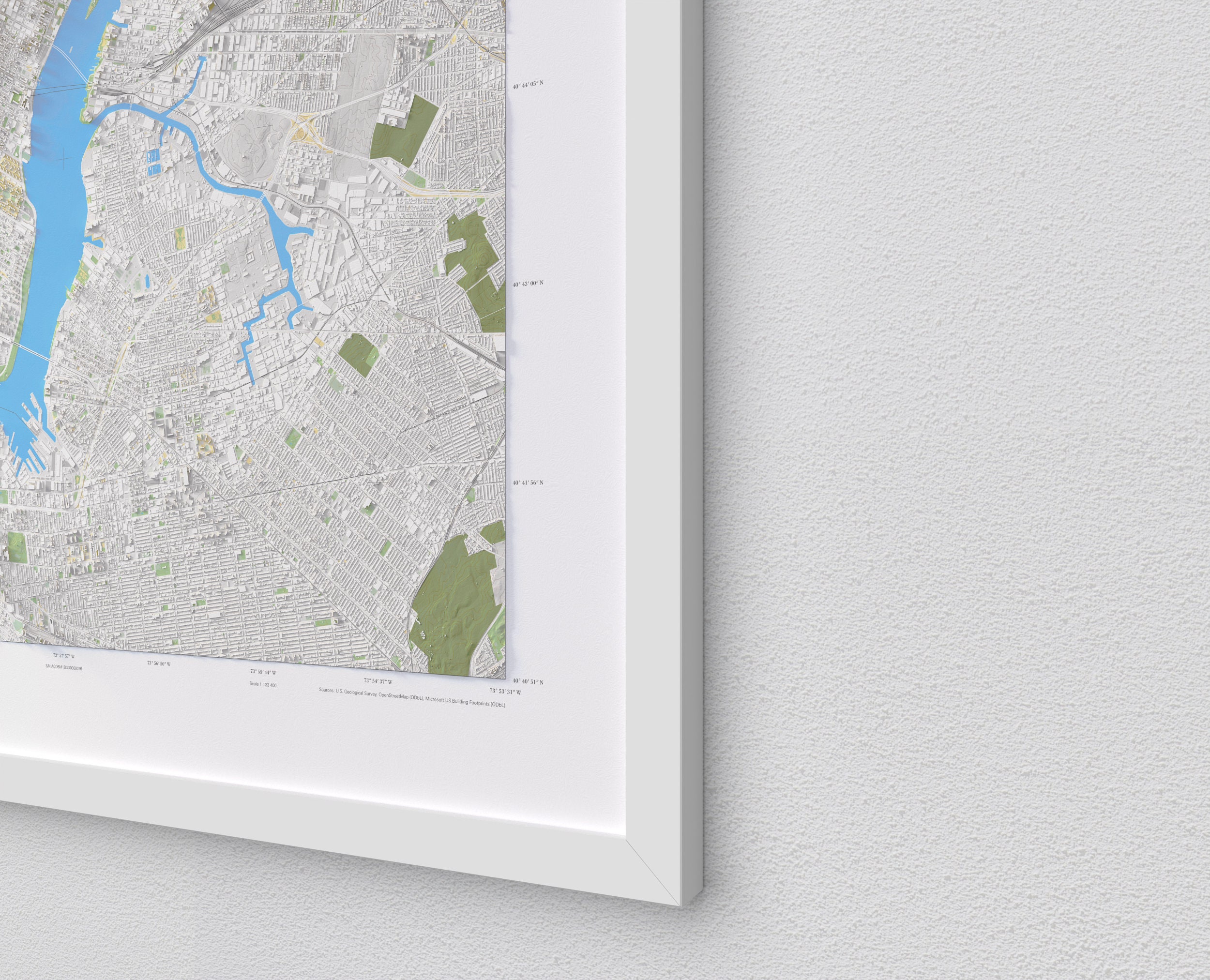 Manhattan Topographic Map Print: Shaded Relief, New York Cityscape ...