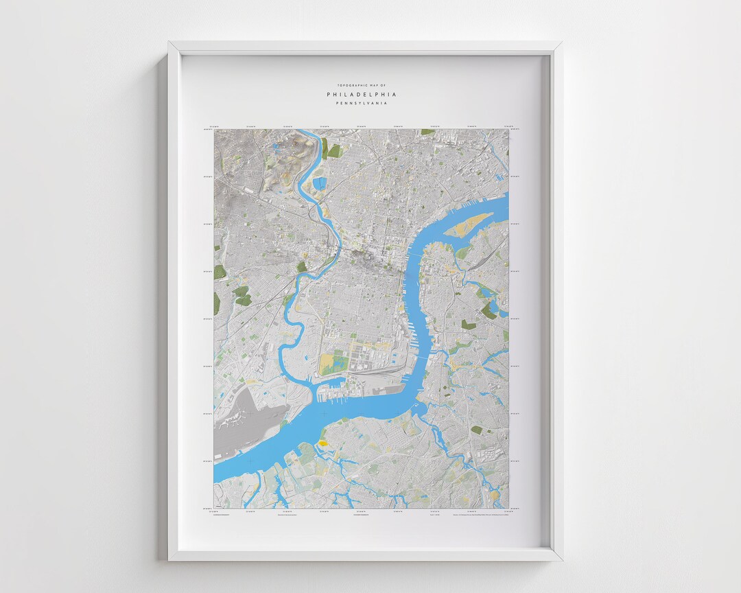 Philadelphia Topographic Map Print: Detailed Shaded Relief ...