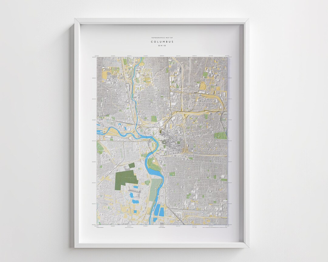 Columbus Ohio Topographic Map Print: Shaded Relief, 3D Feel (24x32) - Etsy