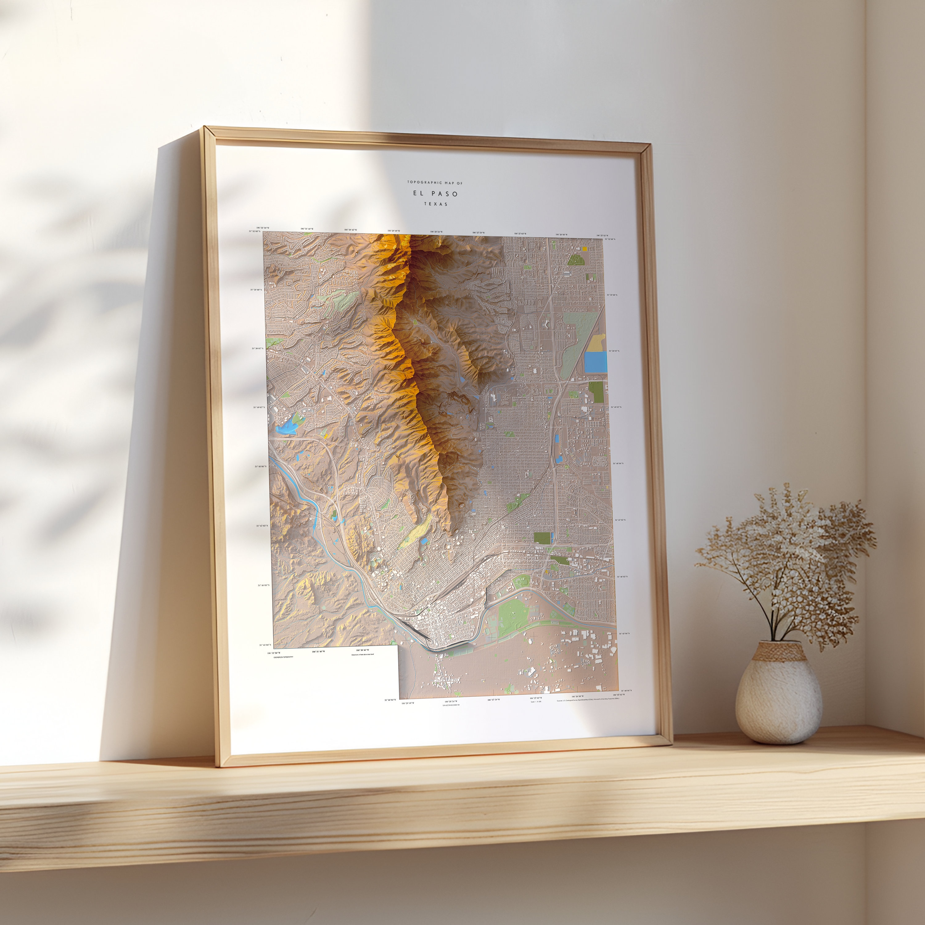 El Paso Topographic Map: High-detail Shaded Relief Art Print (24x32) - Etsy