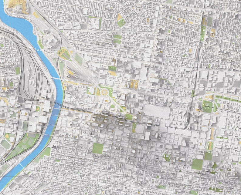 Philadelphia Topographic Map Print: Detailed Shaded Relief ...
