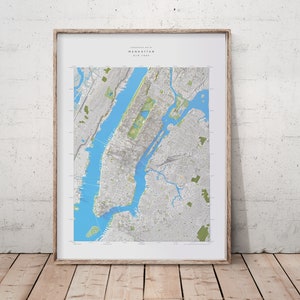 Manhattan Topographic Map Print: Shaded Relief, New York Cityscape ...