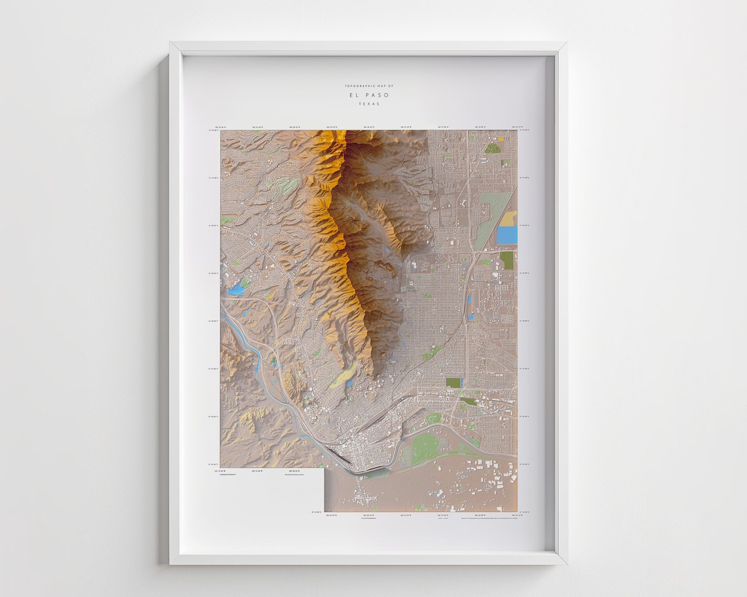 El Paso Topographic Map: High-detail Shaded Relief Art Print (24x32) - Etsy