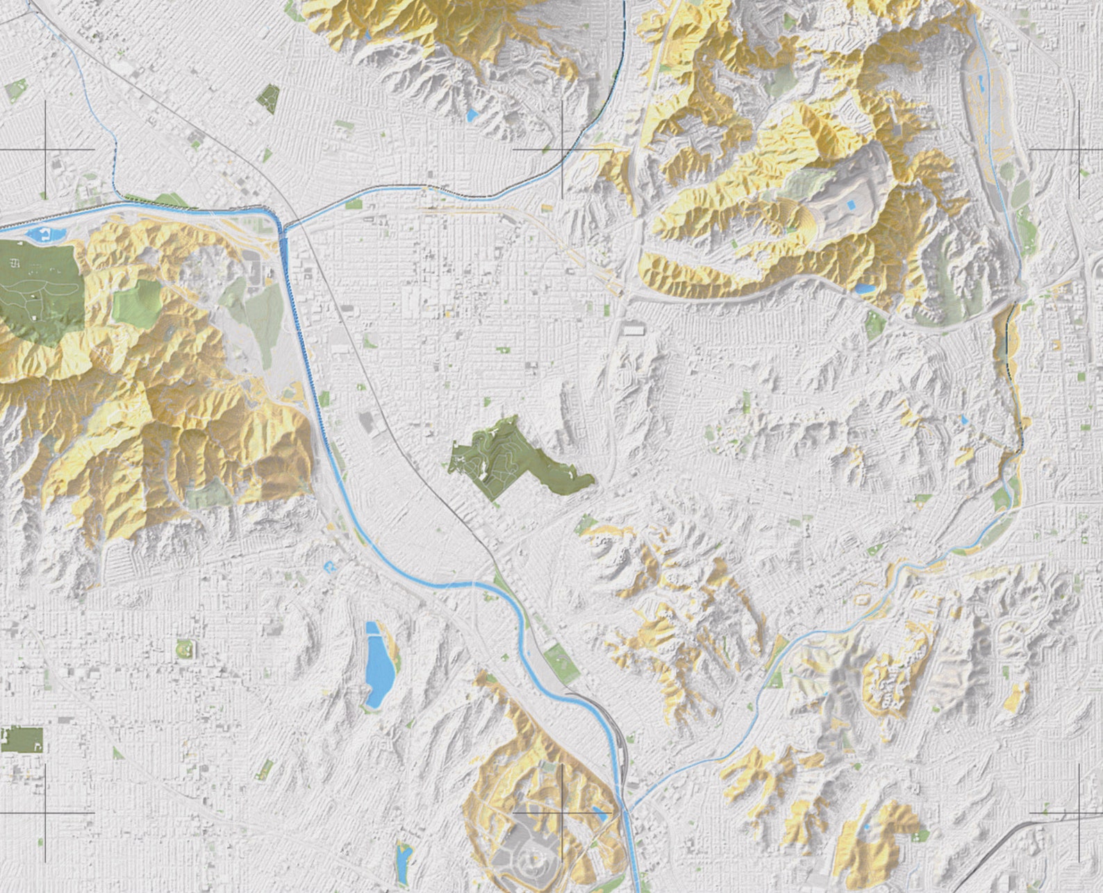 Los Angeles Topographic Map Print: Shaded Relief Elevation Art (24x32 ...