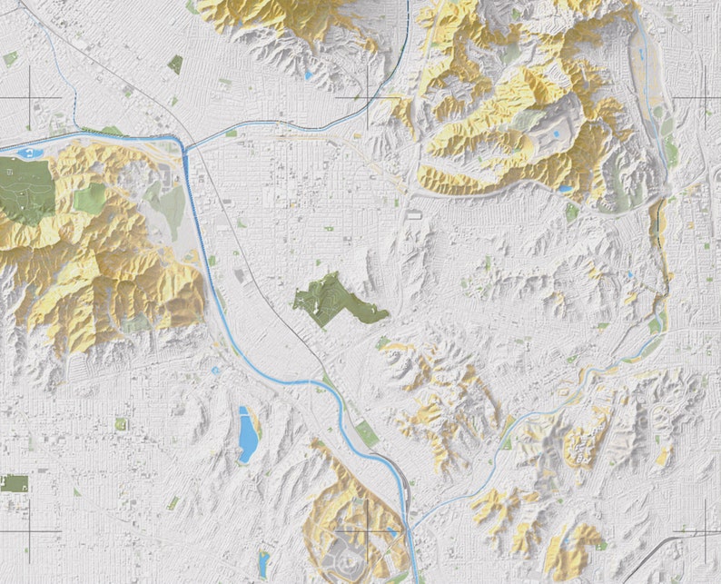 Los Angeles Topographic Map Print: Shaded Relief Elevation Art (24x32 ...