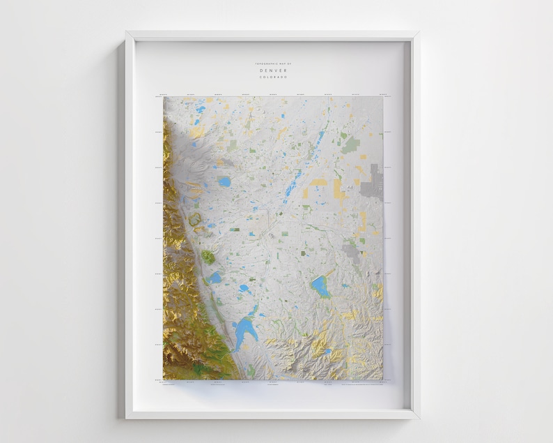 Denver Topographic Map Print: Shaded Relief Elevation Art (24x32) - Etsy