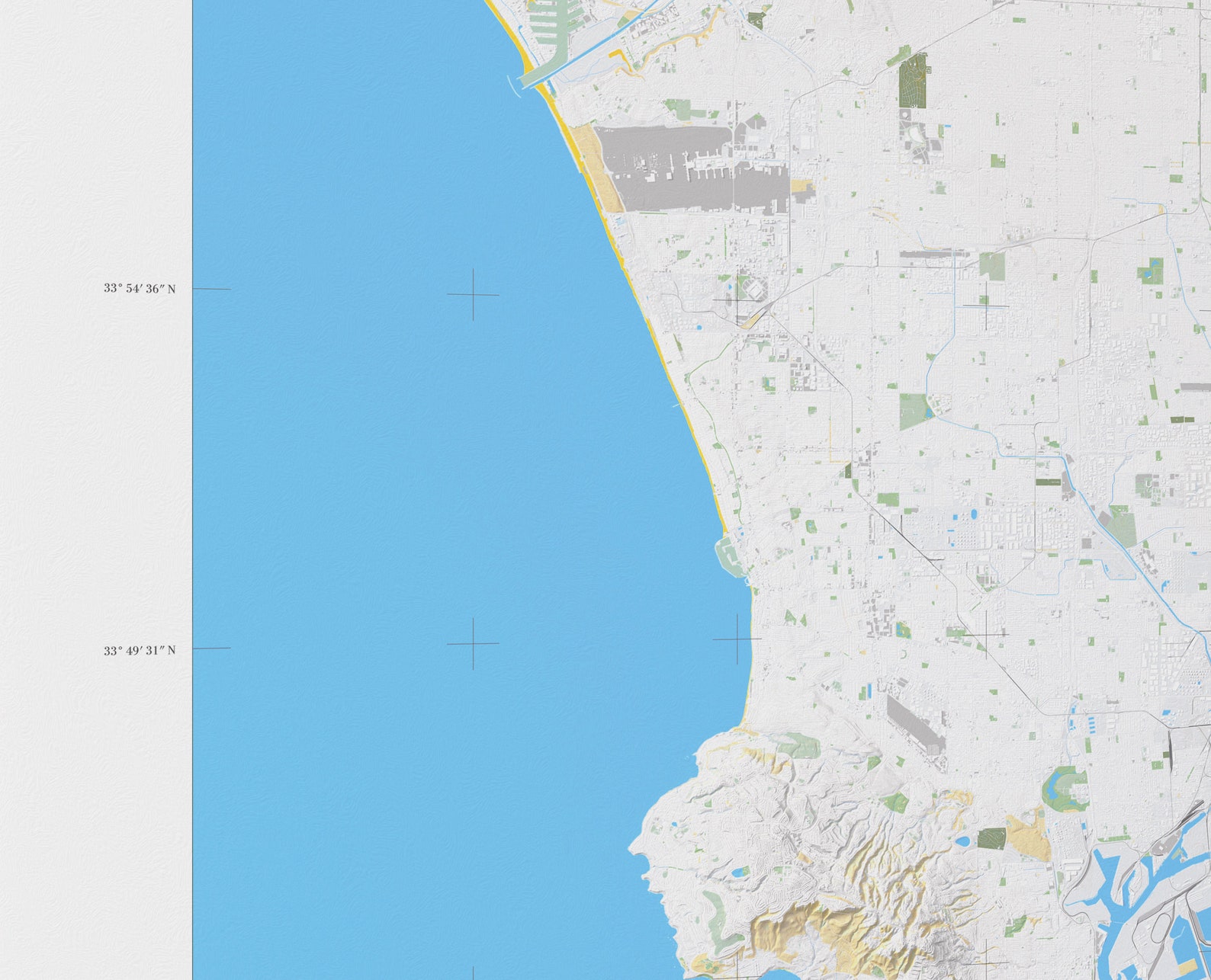 Los Angeles Topographic Map Print: Shaded Relief Elevation Art (24x32 ...