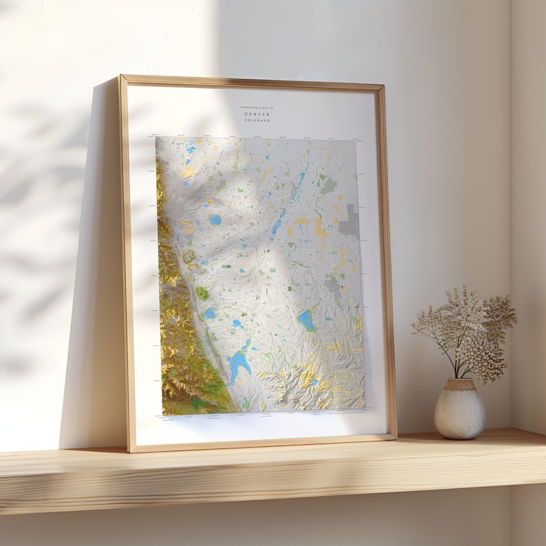 Denver Topographic Map Print: Shaded Relief Elevation Art (24x32) - Etsy