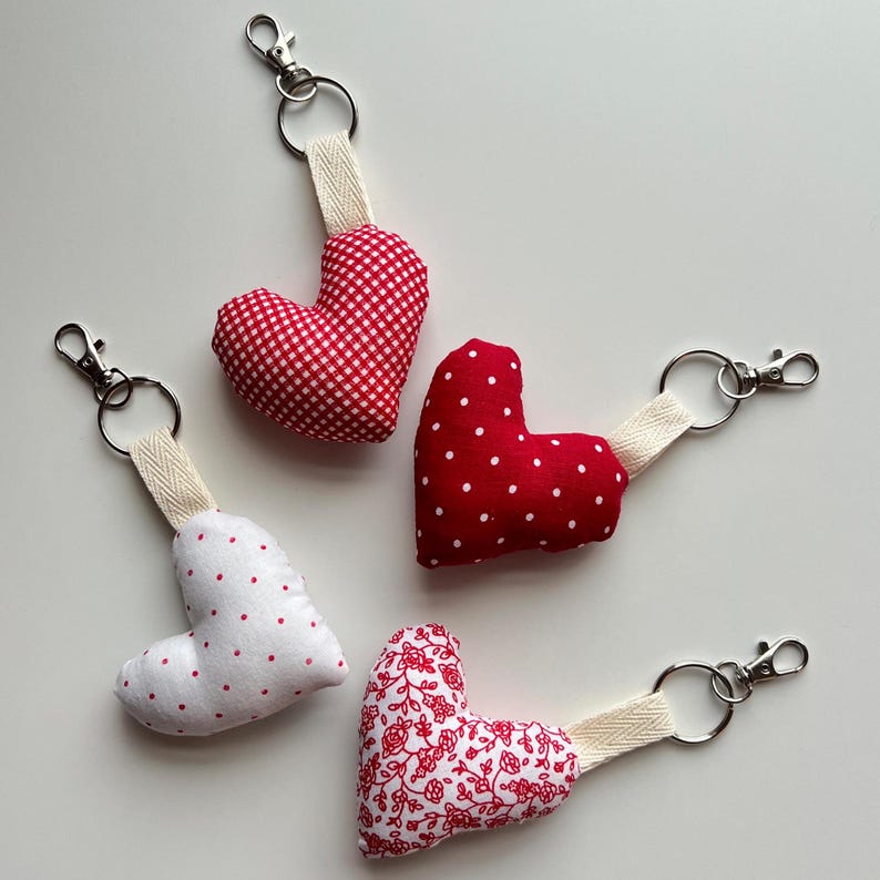 Heart Bag Charms Fabric Heart Keychains Accessories for Bags Cute ...