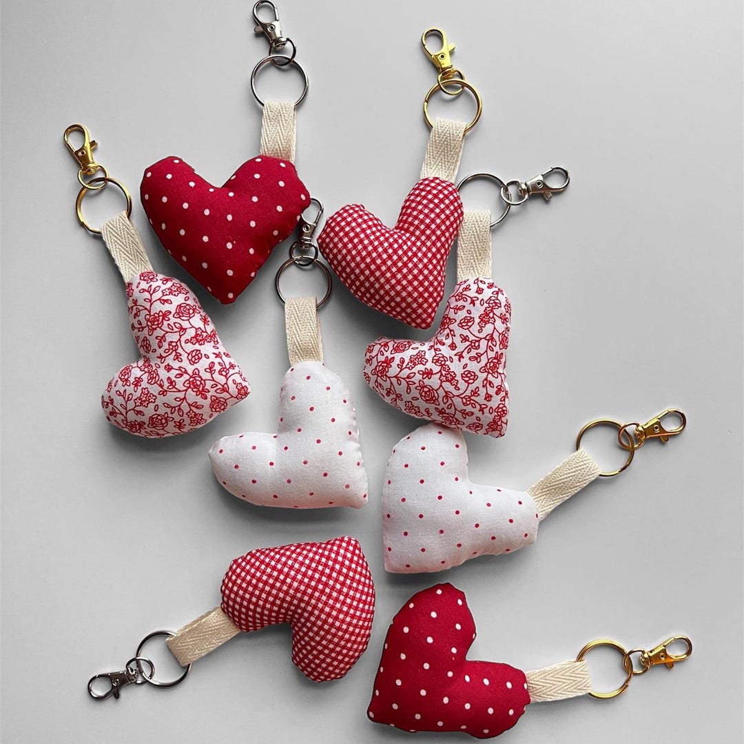 Heart Bag Charms Fabric Heart Keychains Accessories for Bags Cute ...