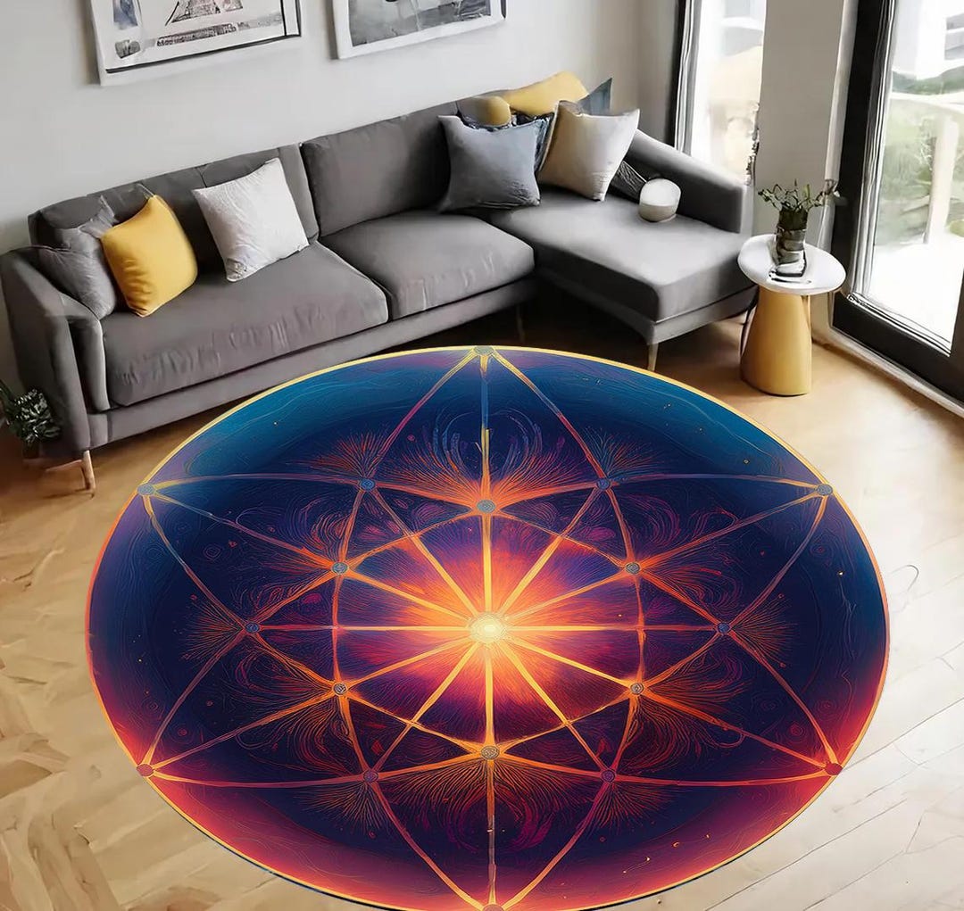 Cosmic Mandala Round Rug, Sacred Geometry, Vector Equilibrium Rug ...