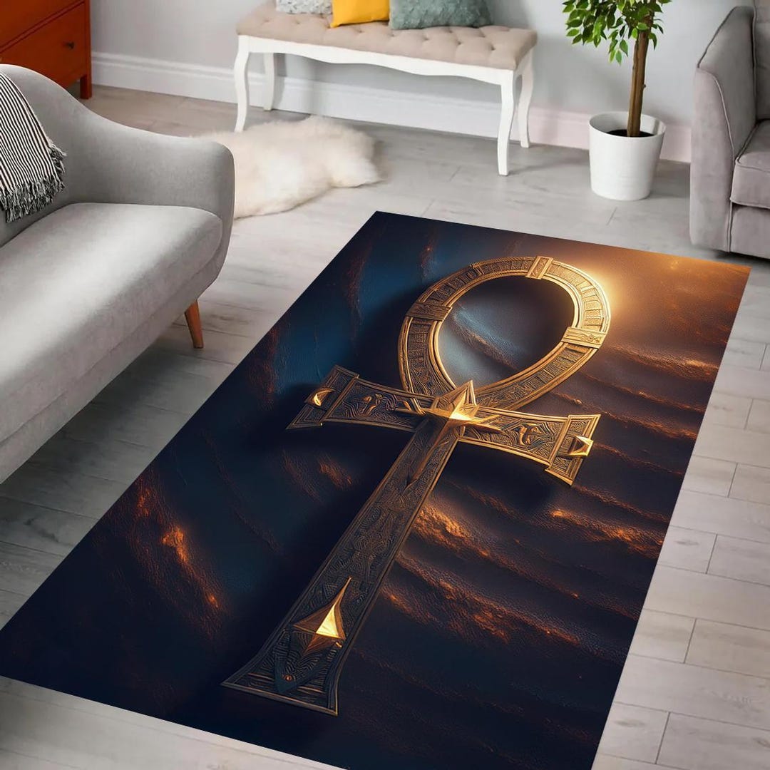 Ankh Rug, Egyptian Symbol of Life, Ancient Mysticism Rug, Sacred Energy ...