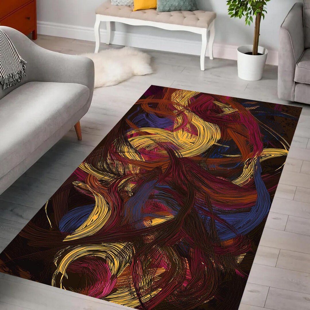 Alfombra con patrón de remolino abstracto, líneas caóticas dinámicas ...