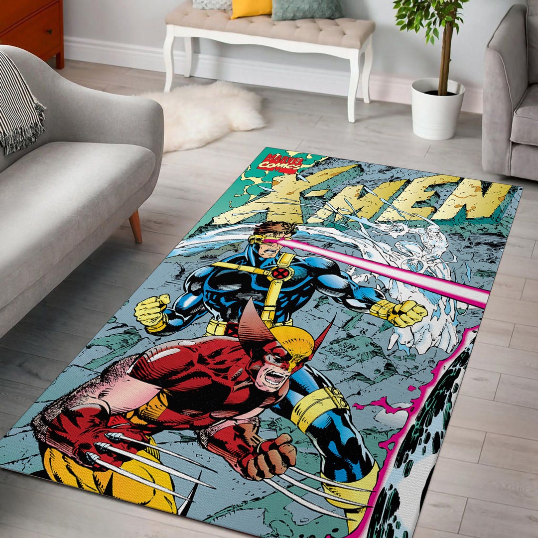 X-men 1991 Inspired Rug: Cyclops, Wolverine Design, Elevate Your Space ...