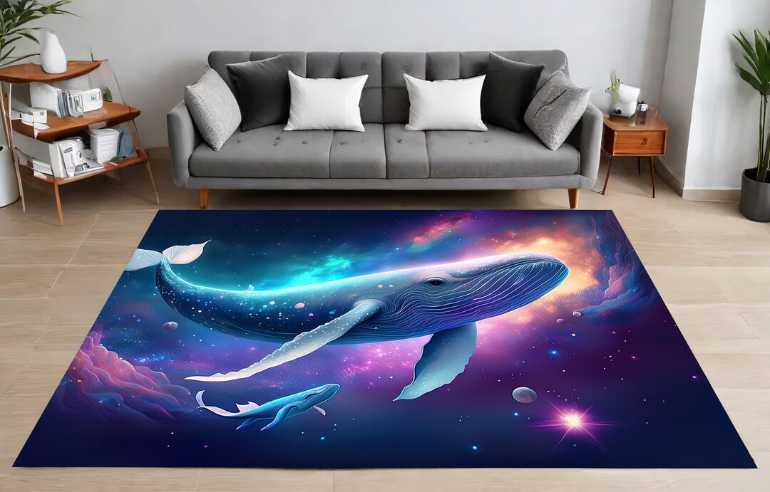 Interstellar Whales, Whales Floating in Space, Ethereal Design, Vibrant ...