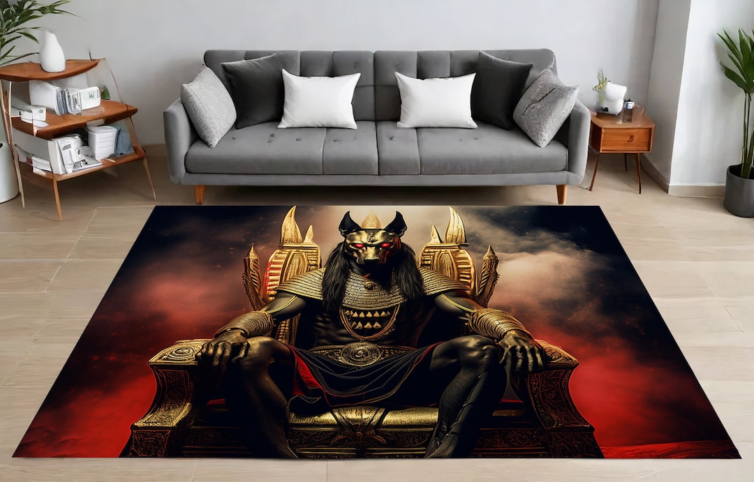 Anubis Throne Rug, Ancient Egyptian God Rug, Mythology Enthusiasts Rug ...