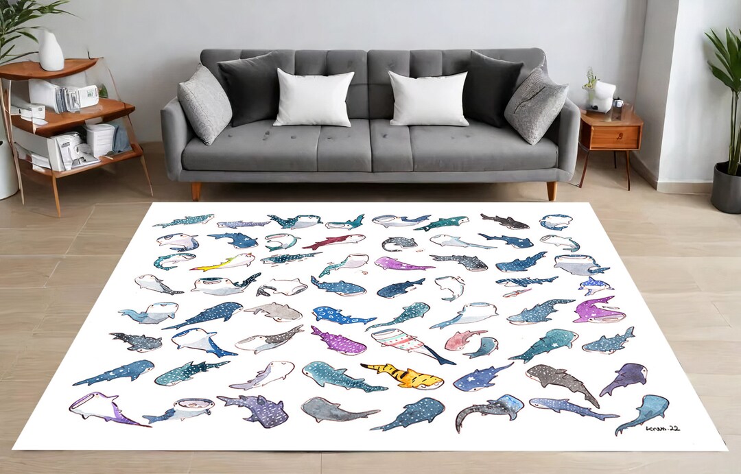 Whale Shark Rug, Wonderland Rug, Colorful Cartoon Rug, Kids Room, Play ...