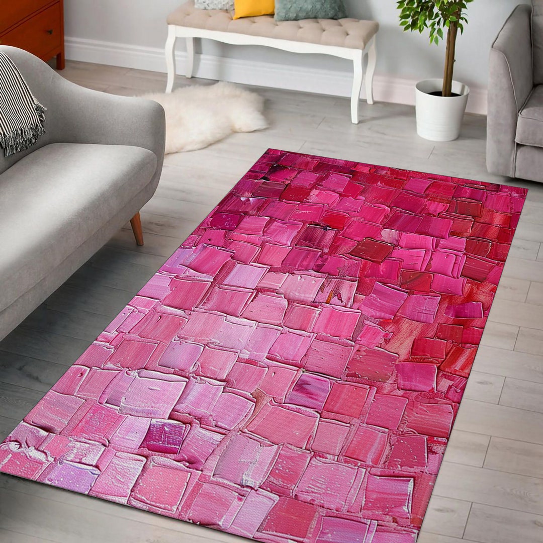 Expressive Pink Rug, Magenta Rug, Abstract Rug, Textured Art Rug ...