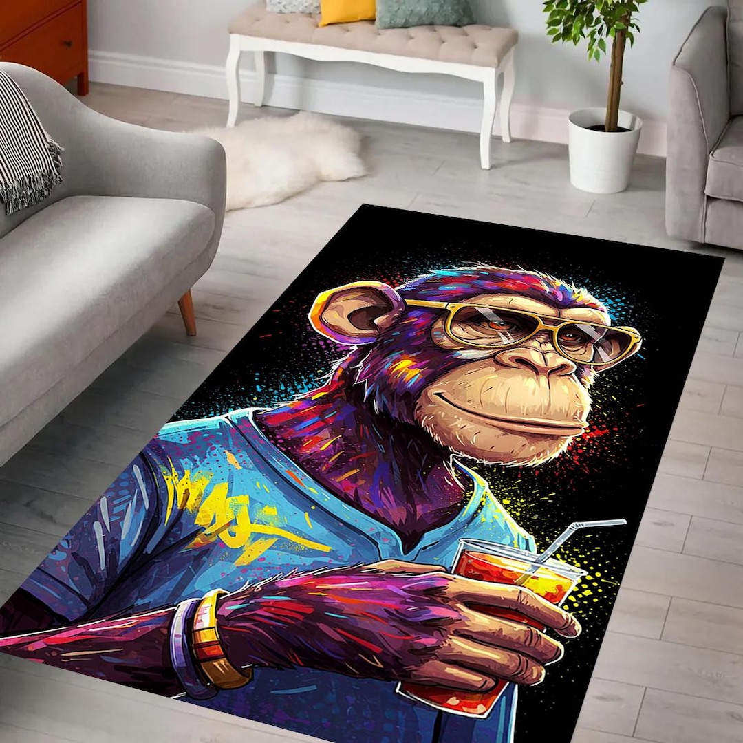 Funky, Cool Monkey Rug, Pop Art Style, Urban Street Design, Modern Home ...