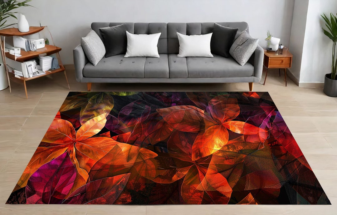 Autumn Rug, Leaves Rug, Abstract Rug, Art Rug, Fall Rug, Leaf Rug ...