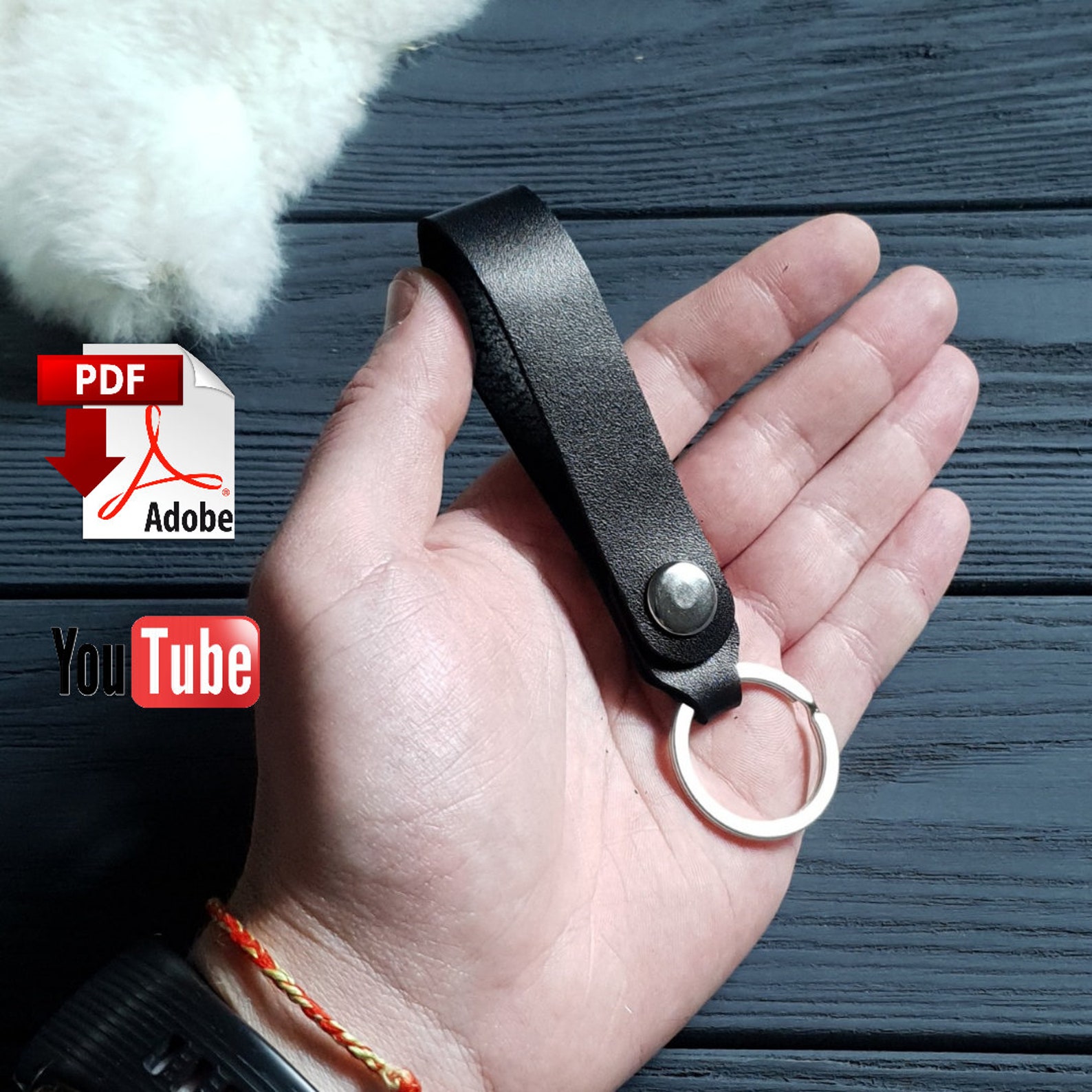 Leather Keychain Pattern PDF Leather Keyring Pattern Leather Key Fob ...
