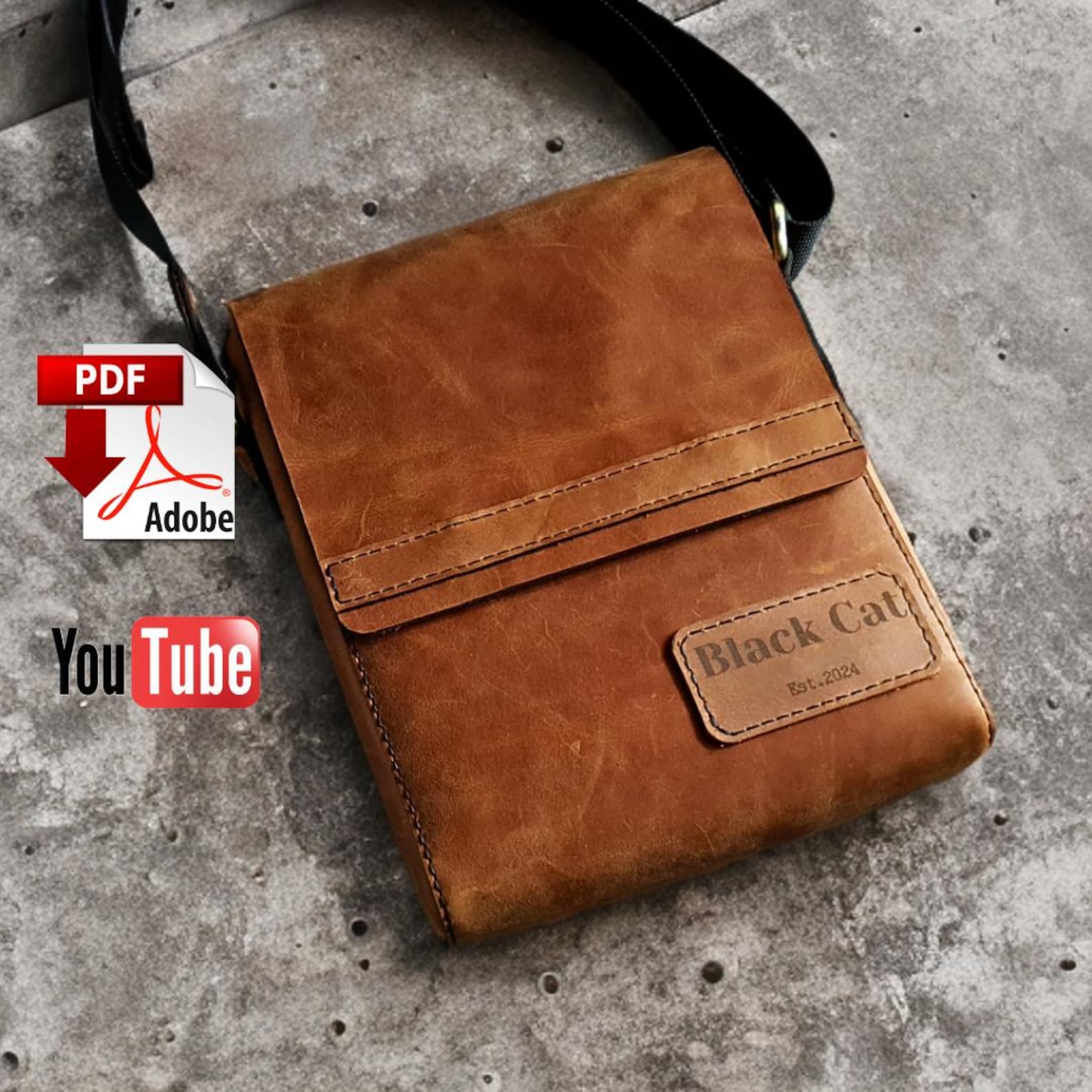 Leather Crossbody Bag Pattern PDF | DIY Messenger Bag Template - Etsy