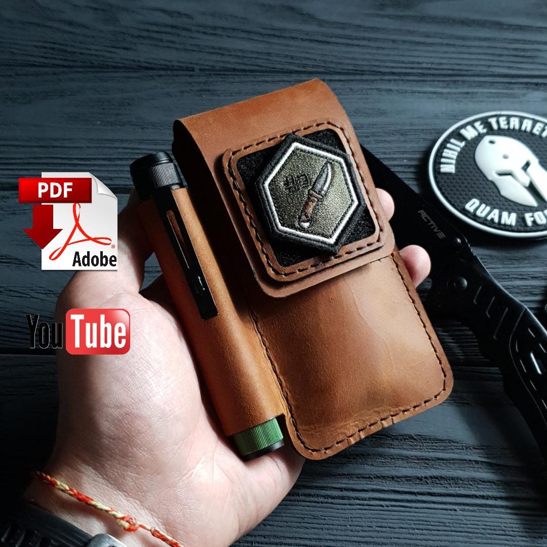 Leather Holster for Folding Knife Pattern PDF | Multitool Holster | Sheath | Flashlight Holster ...
