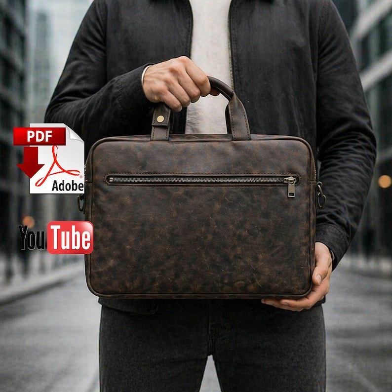 Leather Satchel Pattern: Professional Briefcase DIY Template (PDF ...