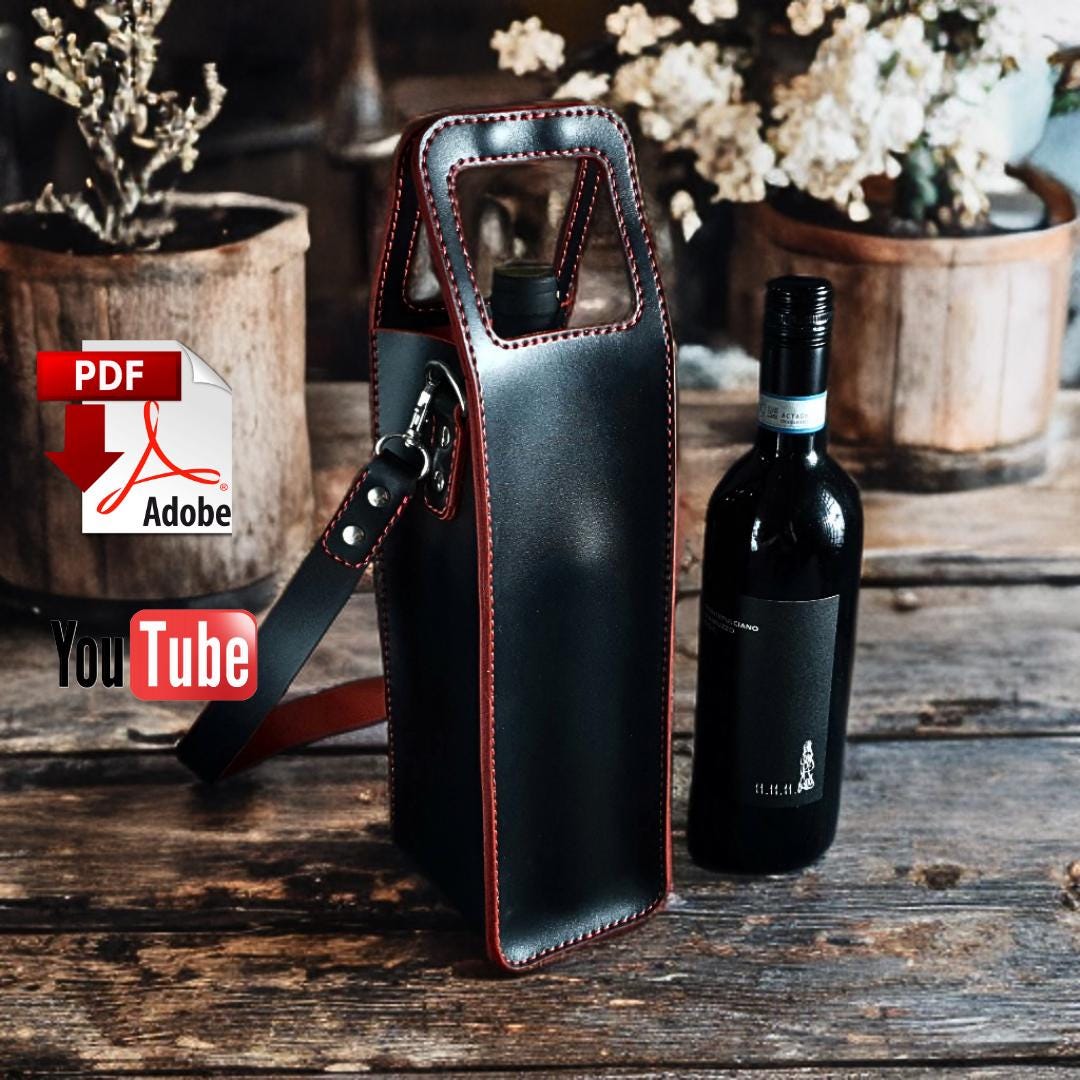 Leather Wine Tote Bag PDF Pattern: DIY Bottle Holder With Video - Etsy