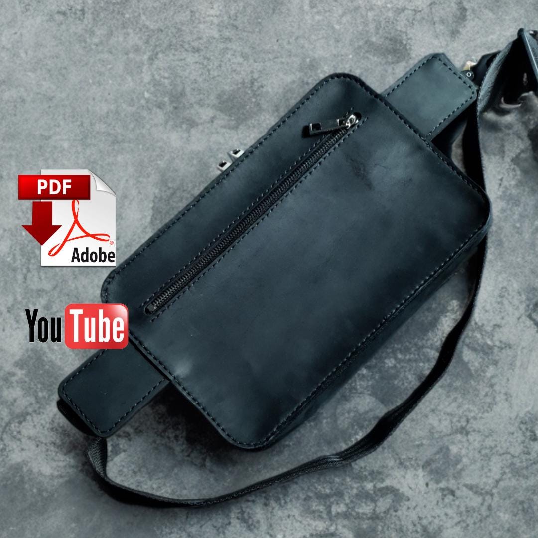 Men's Leather Waist Bag PDF Pattern: DIY Crossbody Belt Bag (video ...