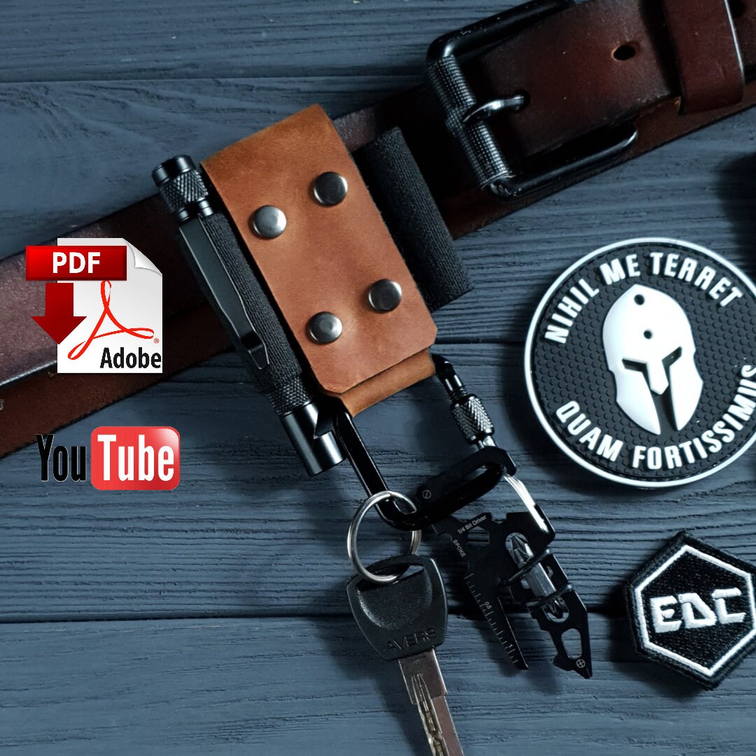 Leather EDC Keychain Belt Clip Pattern | DIY Template (PDF Pattern) - Etsy