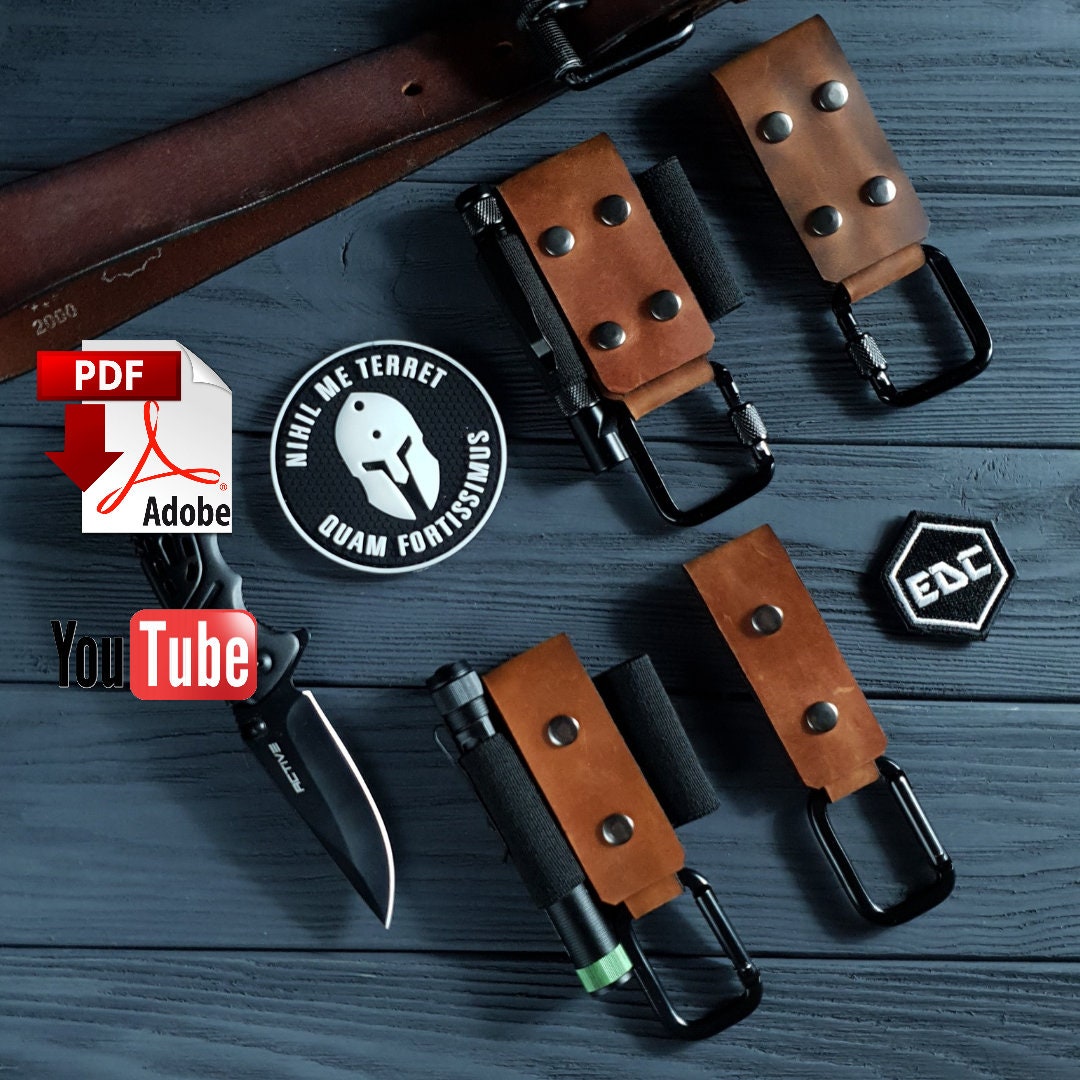 Leather EDC Keychain Pattern PDF 4 in 1 Leather Belt Clip Pattern ...