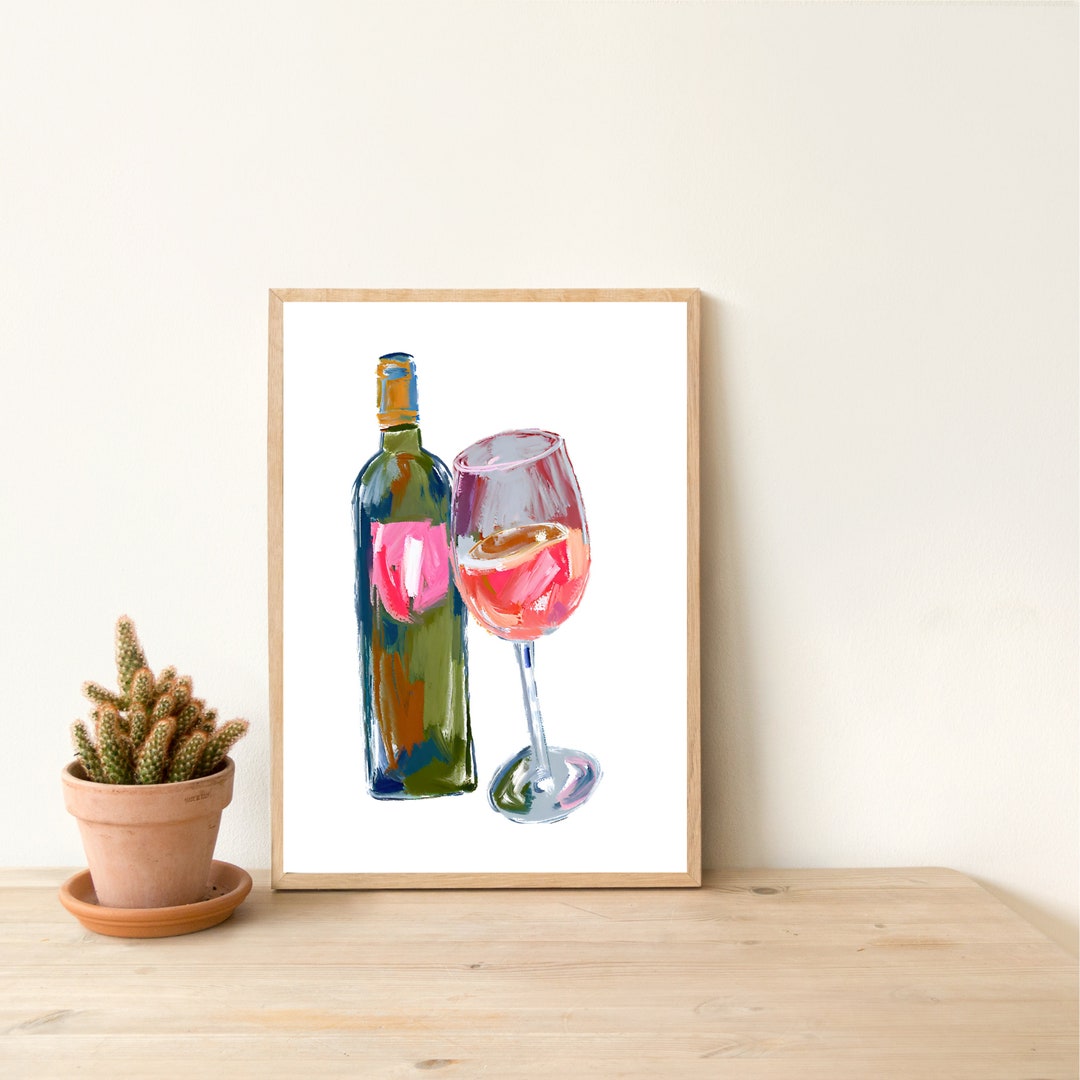 Rose Wine Art Print Digital Download Instant Home Decor - Etsy