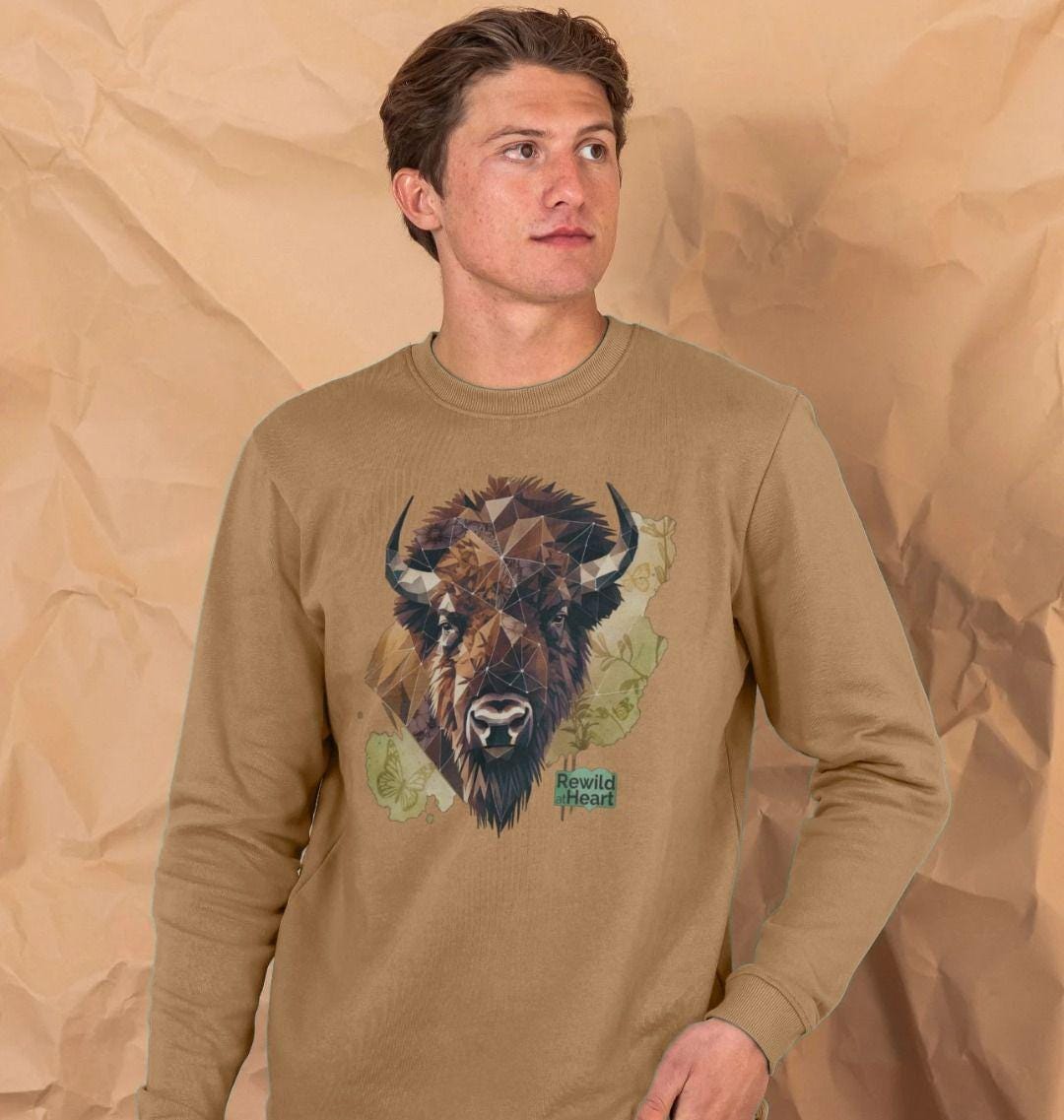 Bison With Wildflowers & Butterflies Men's Sweater - Etsy