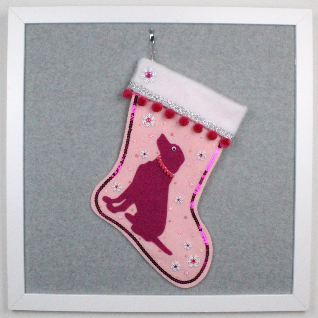 Pink Lab 17 Christmas Stocking Free Personalization Fuchsia Felt ...