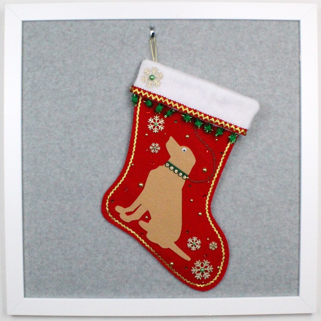 Tan Golden Lab Labrador Retriever Dog on Red Felt Handmade Christmas ...