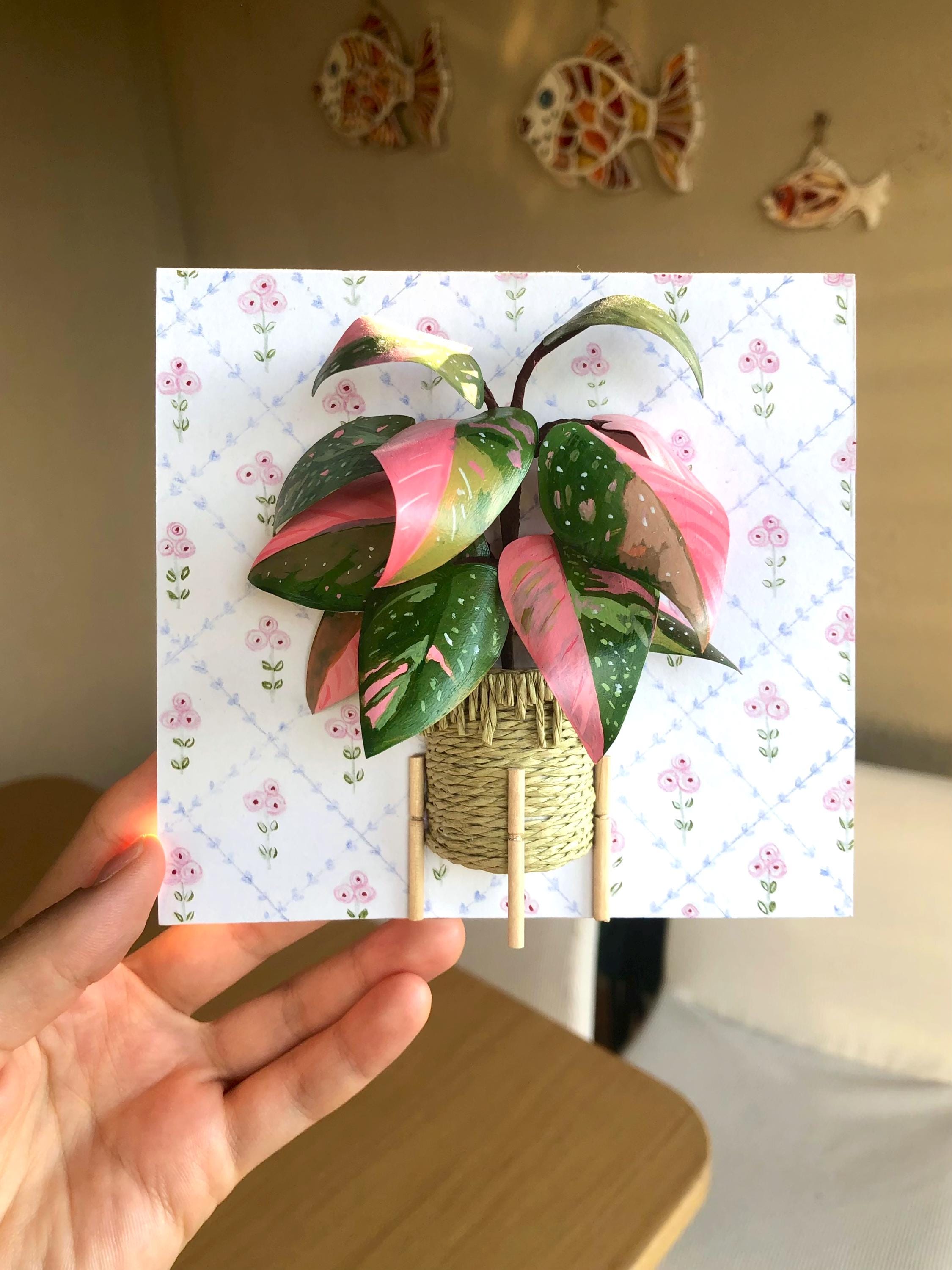 Handmade Pink Princess Paper Plant Diorama - Paper Sculpture Wall Art ...