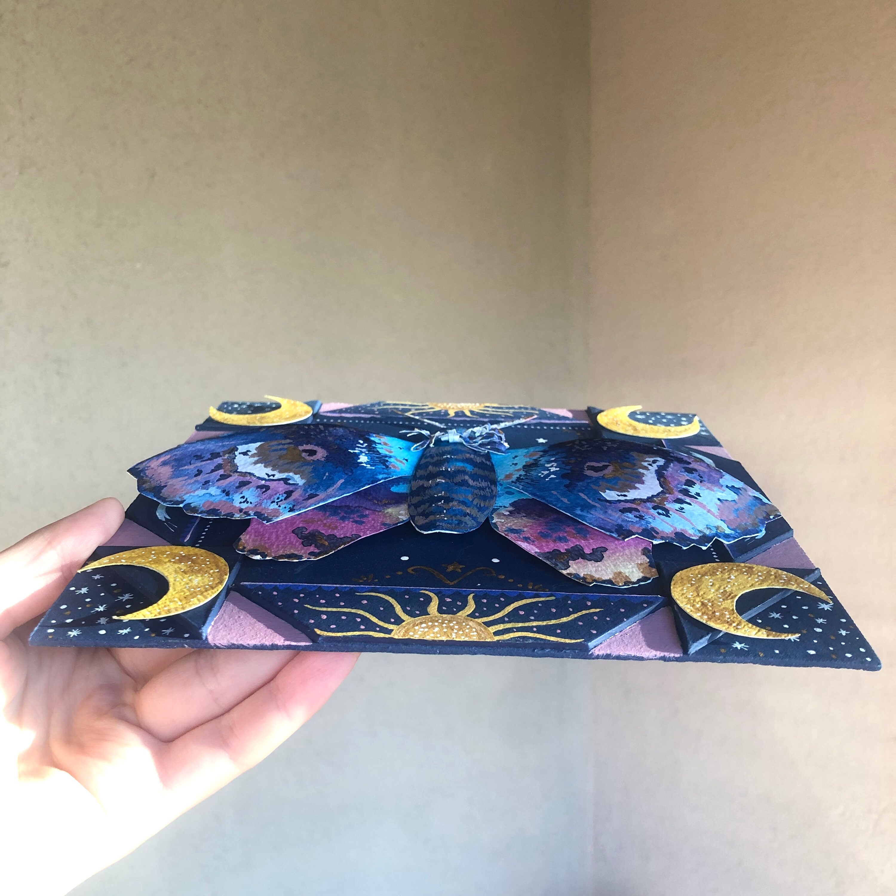 Midnight Moth, Original Painting Moth Paper Cut Art, Paper Cutting ...