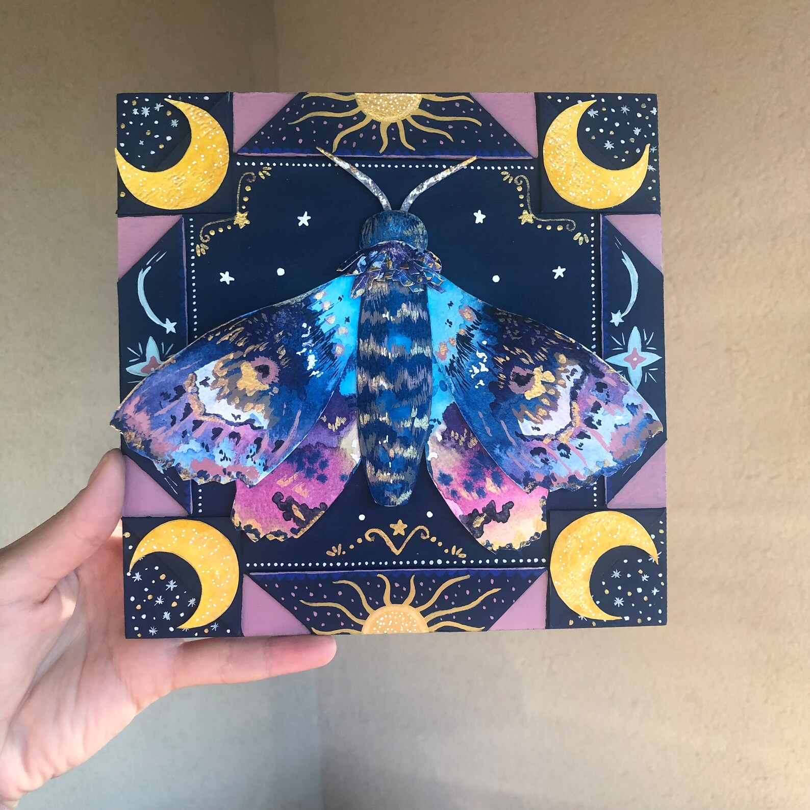 Midnight Moth, Original Painting Moth Paper Cut Art, Paper Cutting ...