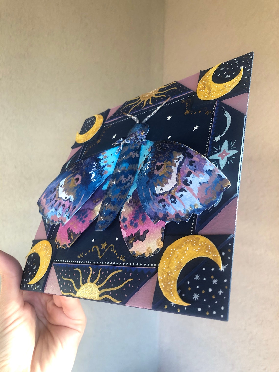 Midnight Moth, Original Painting Moth Paper Cut Art, Paper Cutting ...