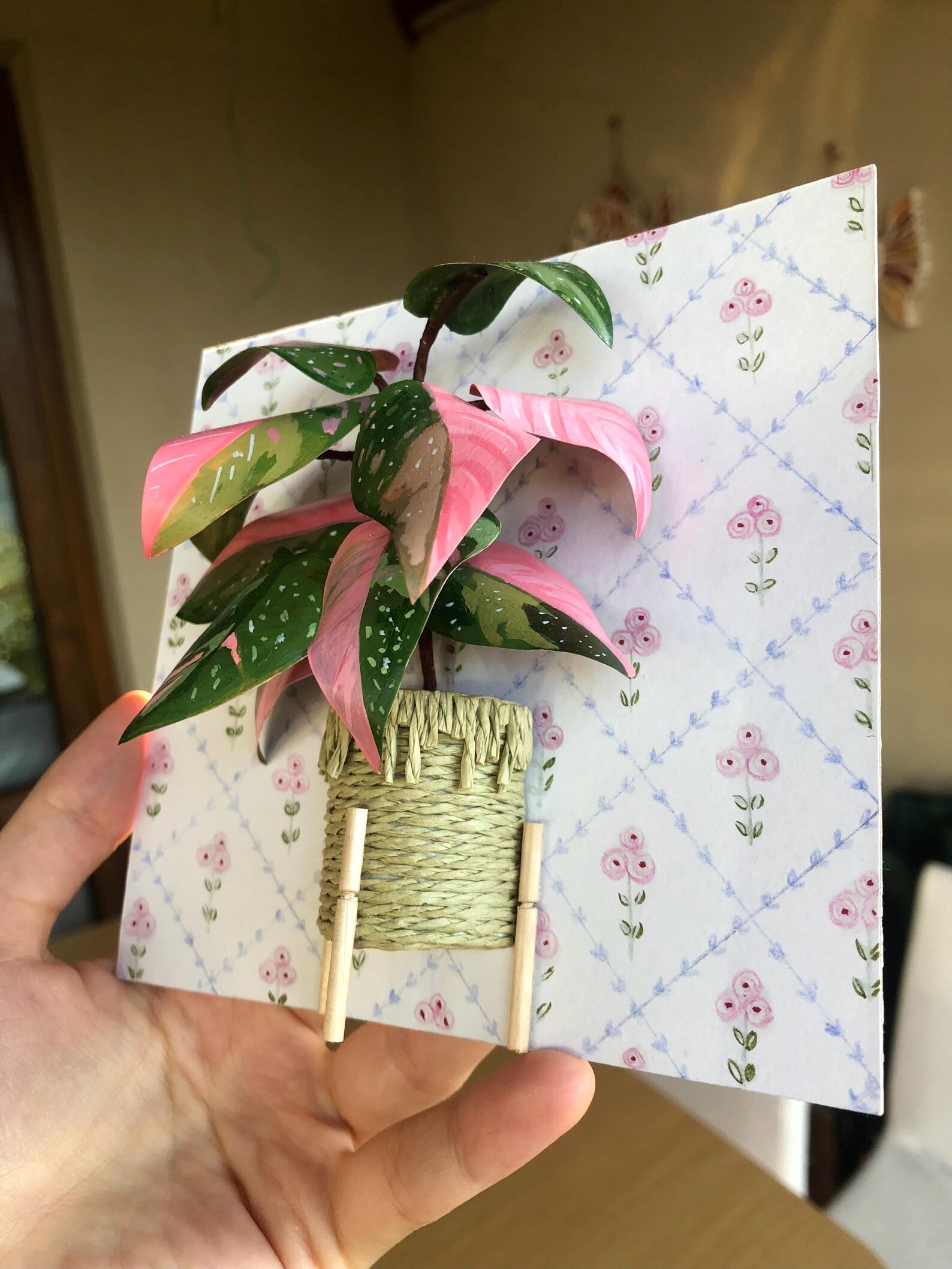 Handmade Pink Princess Paper Plant Diorama - Paper Sculpture Wall Art ...