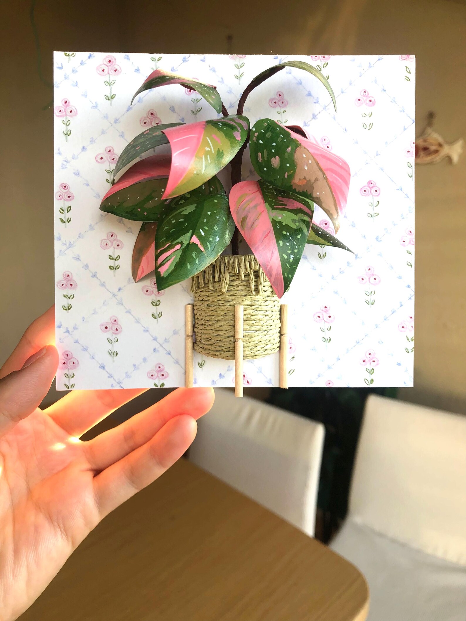 Handmade Pink Princess Paper Plant Diorama - Paper Sculpture Wall Art ...