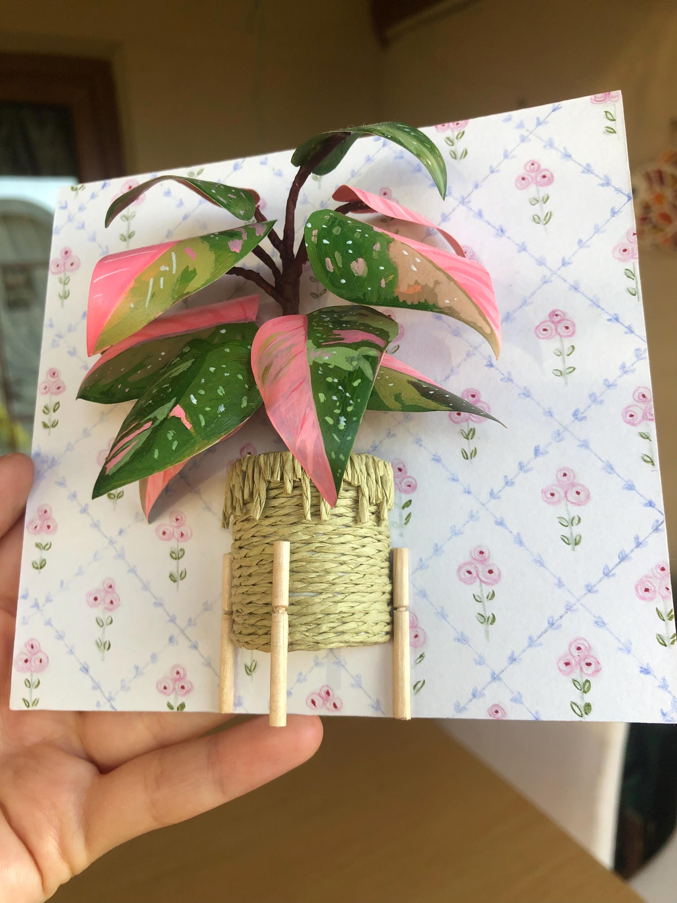 Handmade Pink Princess Paper Plant Diorama - Paper Sculpture Wall Art ...